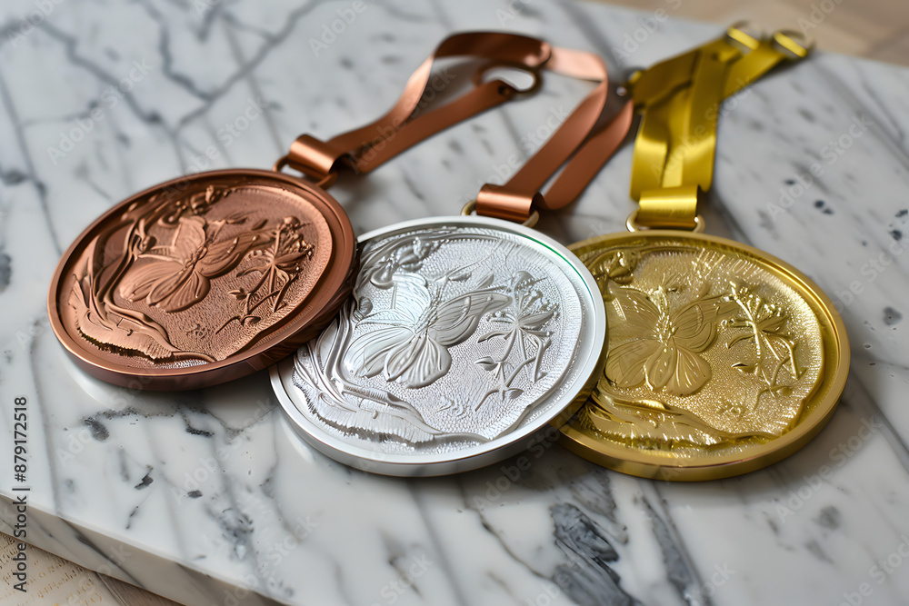 the medals from the Paris 2024 Olympic Games Stock Photo | Adobe Stock
