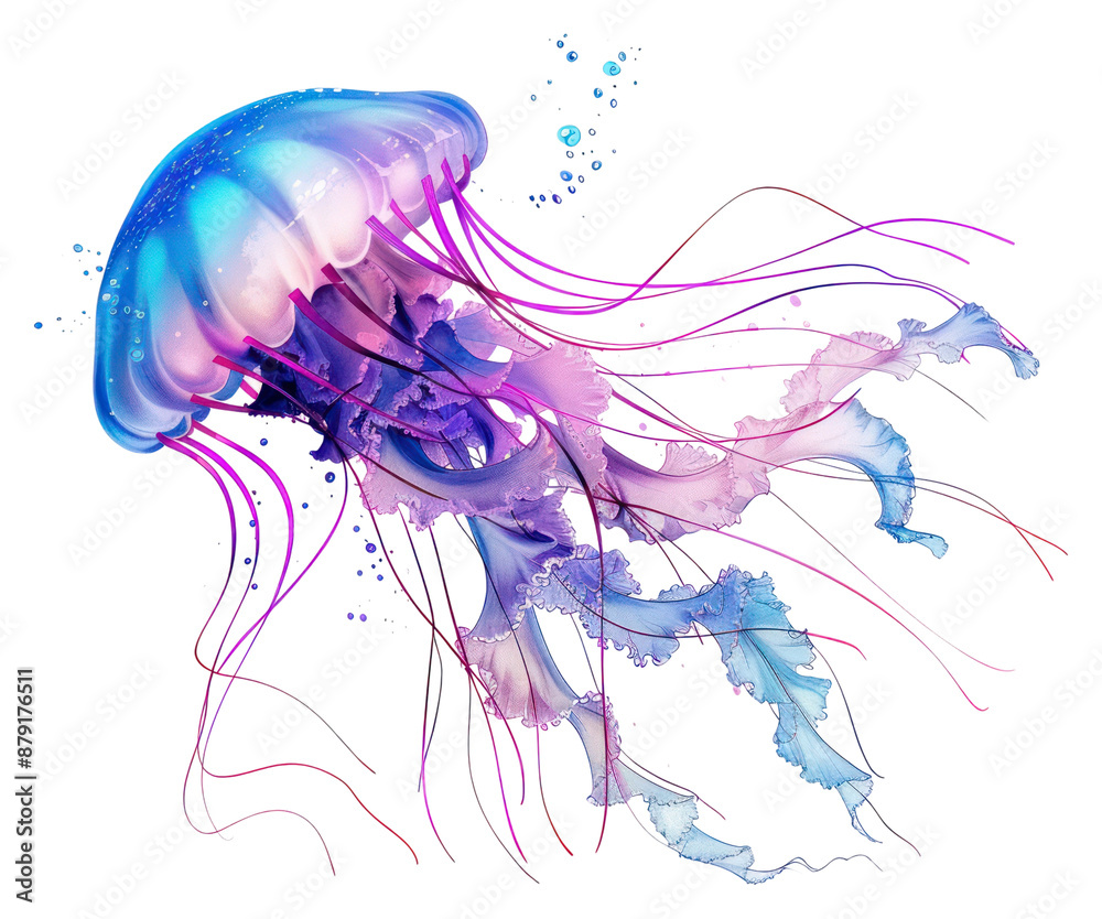 PNG Drawing jellyfish animal white background invertebrate. Stock Illustration | Adobe Stock