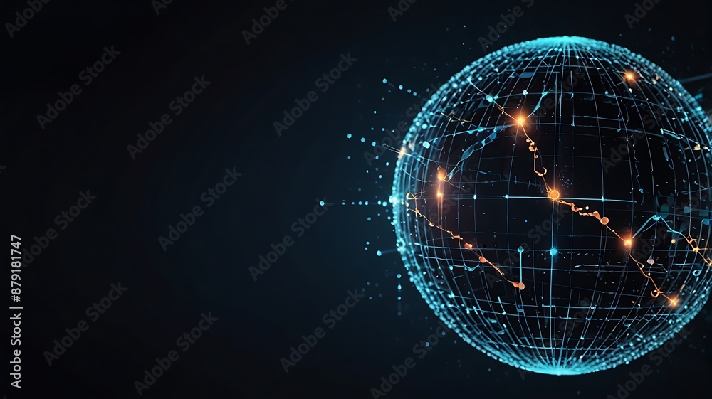 virtual internet globe, digital communication metaverse technology ...
