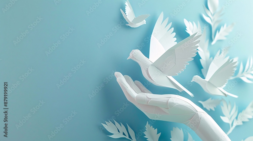 2D paper crafts art depicting hands releasing doves for International ...