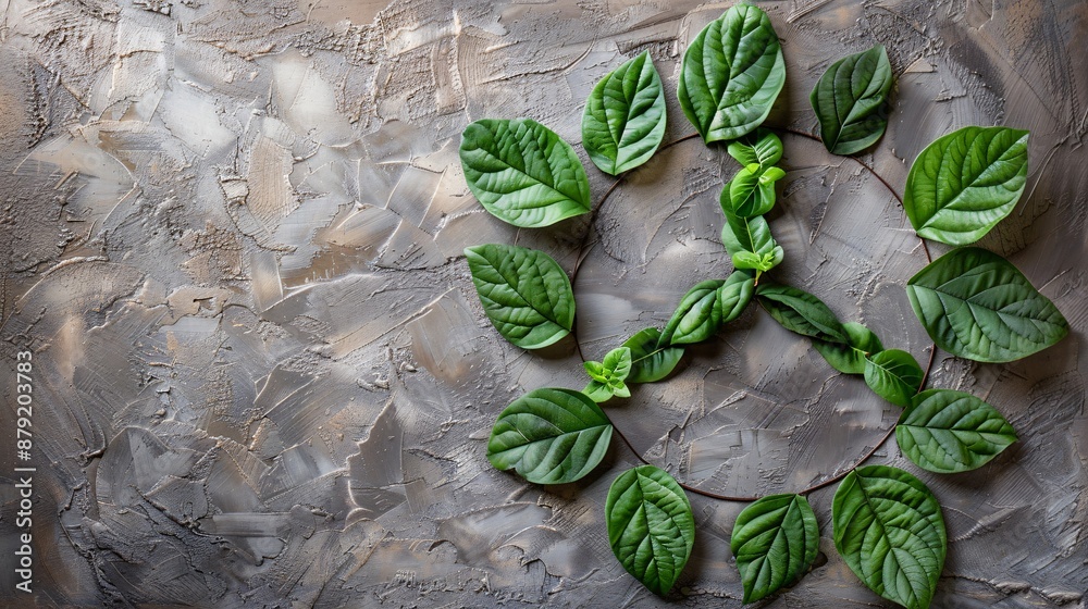 Cartoon peace symbol made of leaves on a minimal background Stock Photo ...
