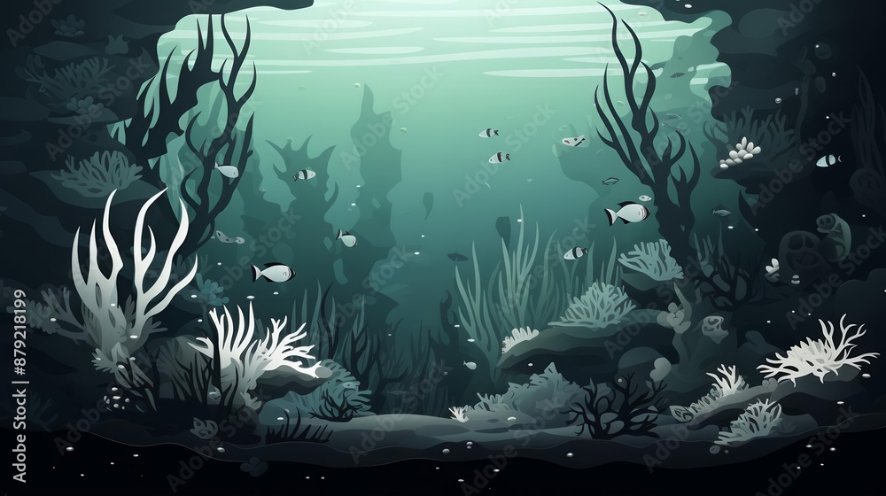 Create an underwater world with friendly sea creatures, flat design ...