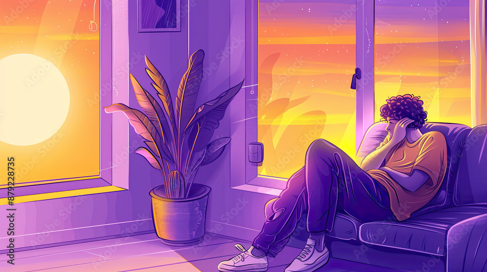 Depression and Feeling Alone Illustration: Emotional and Mental Health ...