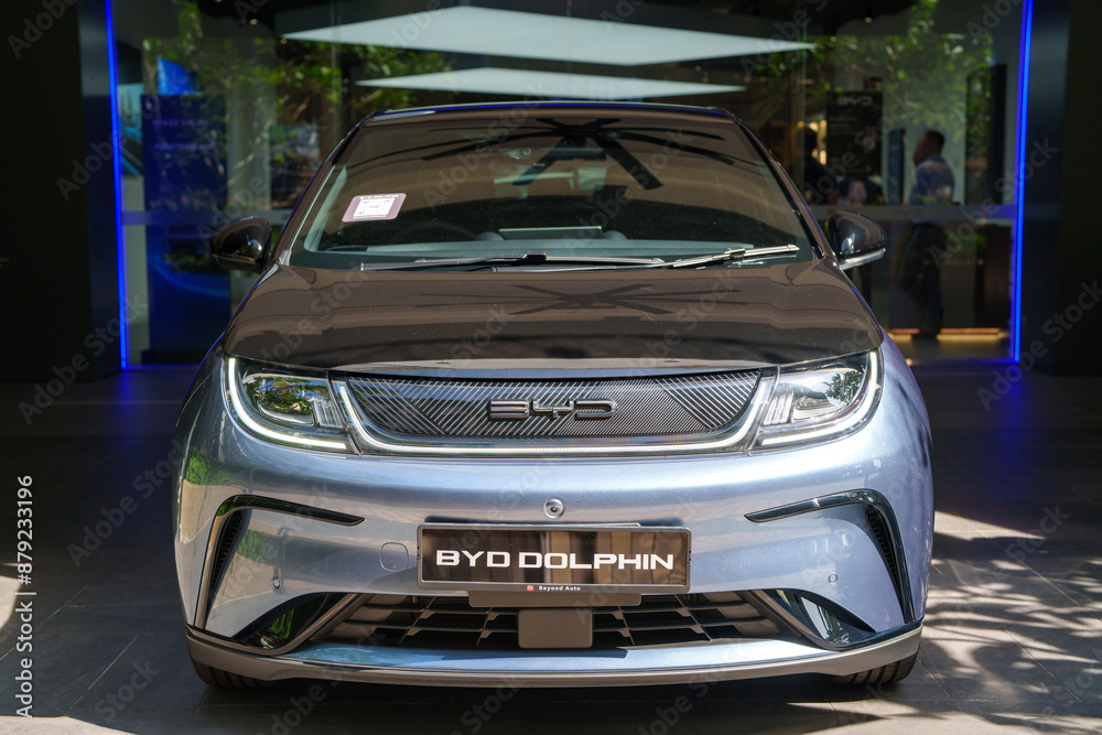 PENANG, MALAYSIA - 5 JULY 2024: EV Car of a BYD Build Your Dreams EV ...