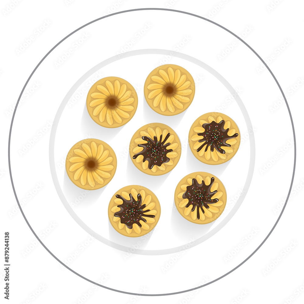 Top View of Malaysian cake delicacies soft kuih bahulu plate element ...