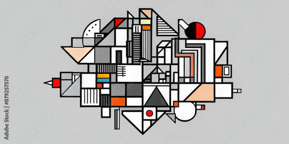 Abstract design, pattern graphic postmodern art symbols with bold ...