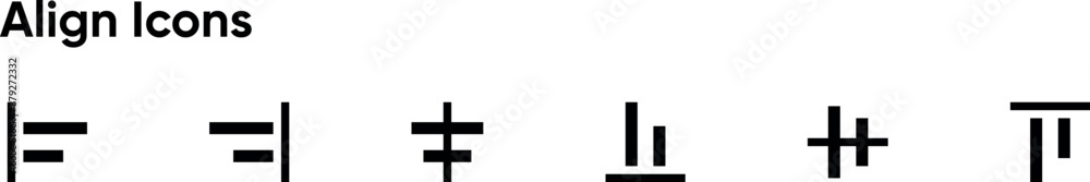 Alignment icons collection. Align icon set. Set of black editing and ...