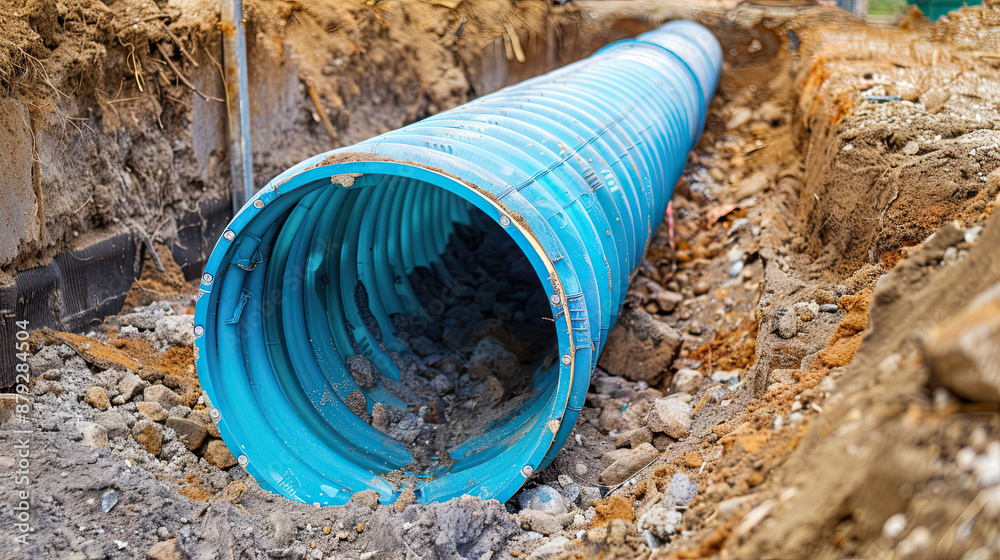 Installation of a Sewage Plastic Pipe During House Construction ...