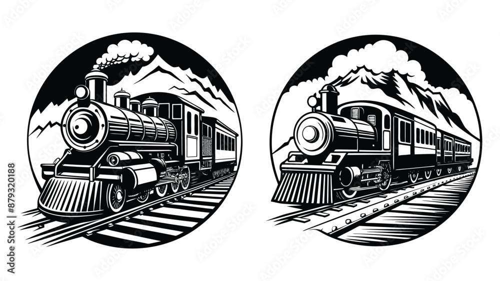 old train silhouette vector illustration Stock Vector | Adobe Stock