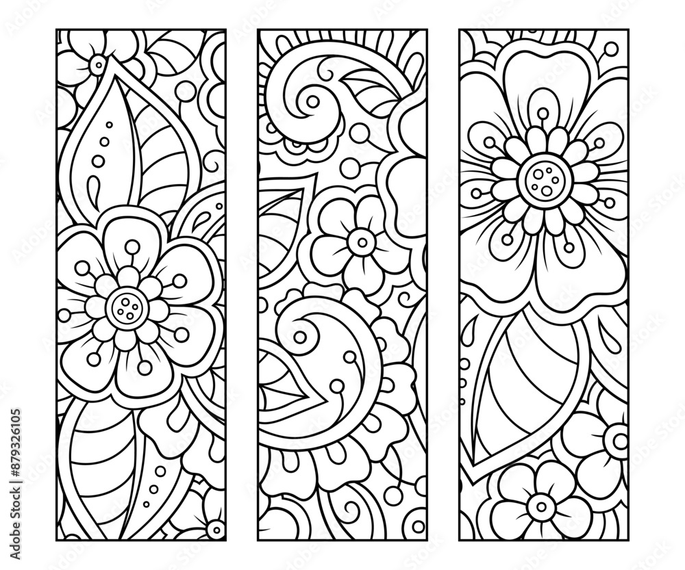 Printable bookmark for book - coloring. Set of black and white labels ...