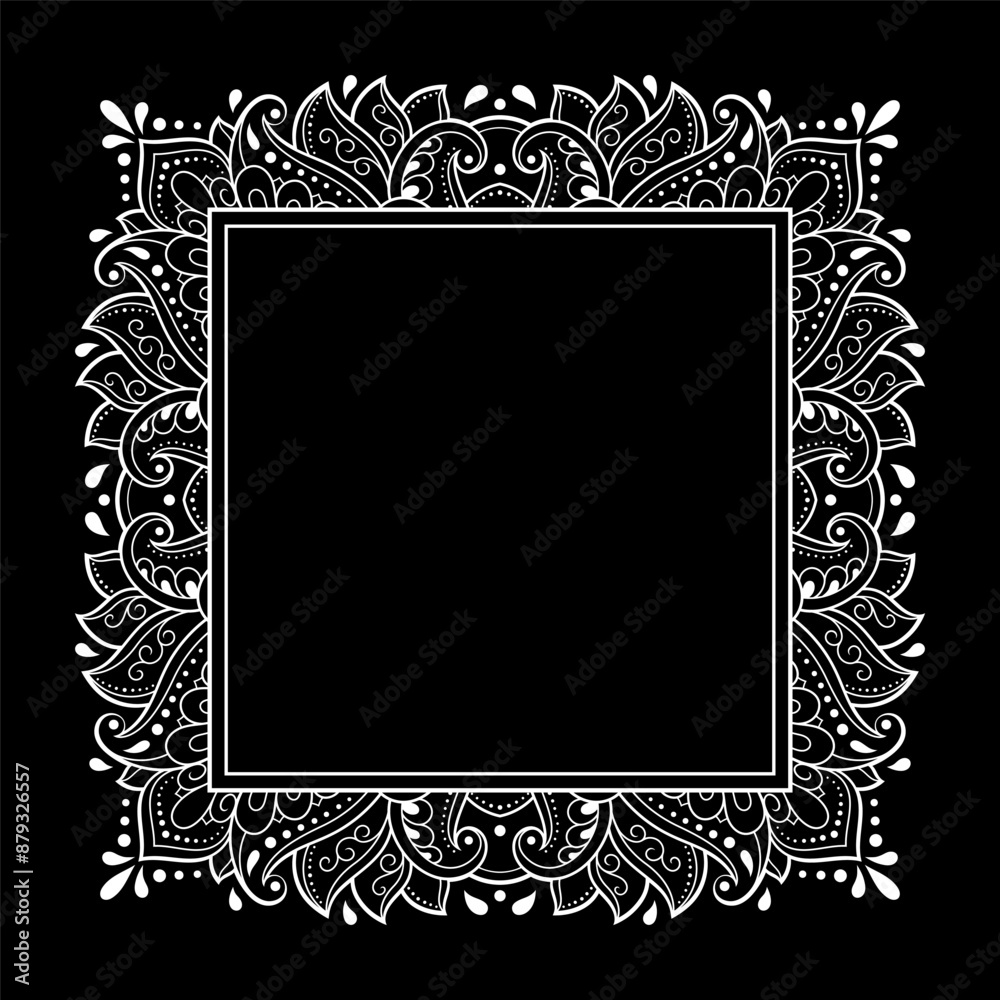 Frame in eastern tradition. Stylized with henna tattoos decorative ...