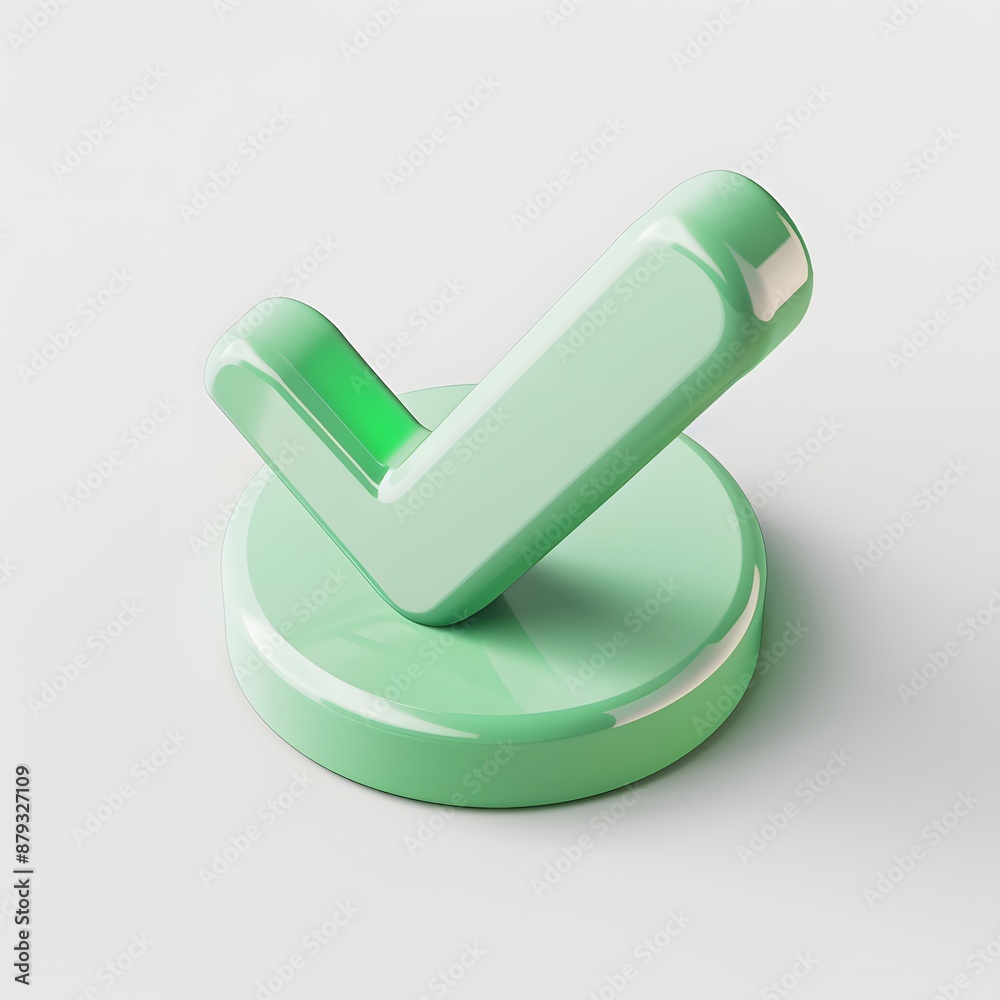 Mint-green check mark icon on a white background, symbolizing approval ...