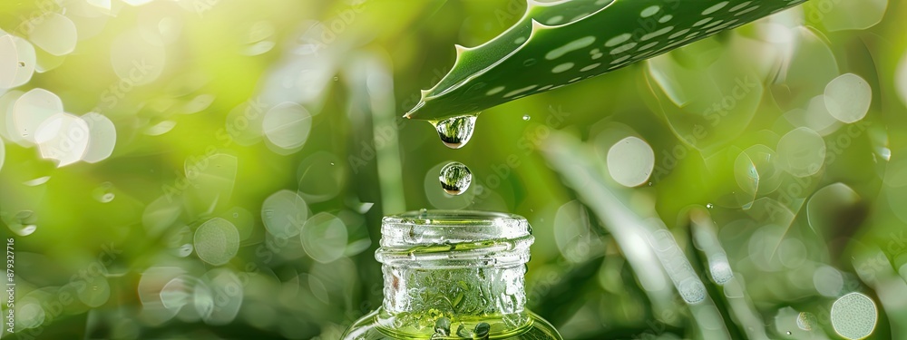 Aloe vera essential oil drips into the bottle. Selective focus Stock ...