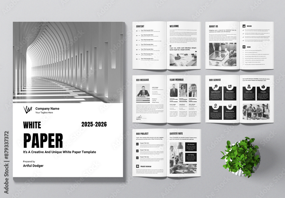 Minimal White Paper Layout Design Template Stock Template | Adobe Stock