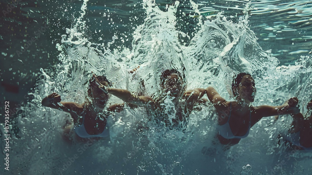 A synchronized swimming team accidentally performing their routine ...