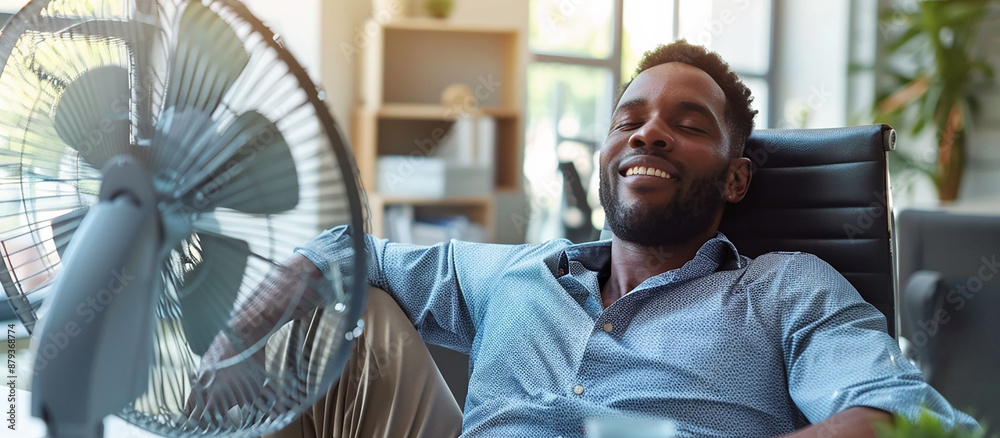 Heat,abnormal heat,man cooled by fan mobile fan,heat stroke,heat ...