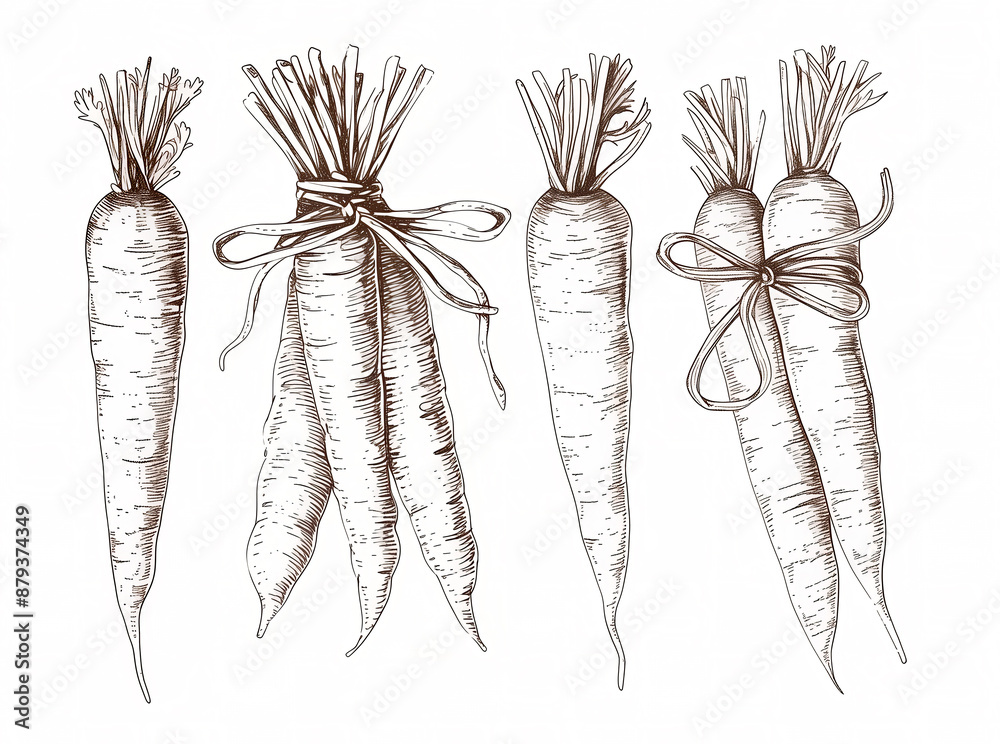 Carrot sketch hand drawn. Healthy food carrot illustration. Organic ...