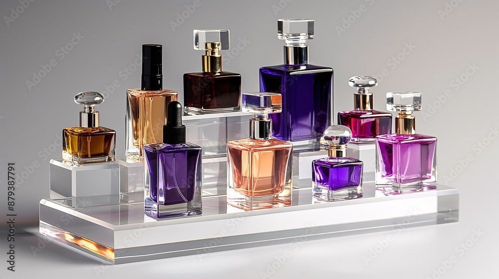 Transparent acrylic perfume stand with multiple tiers for displaying ...