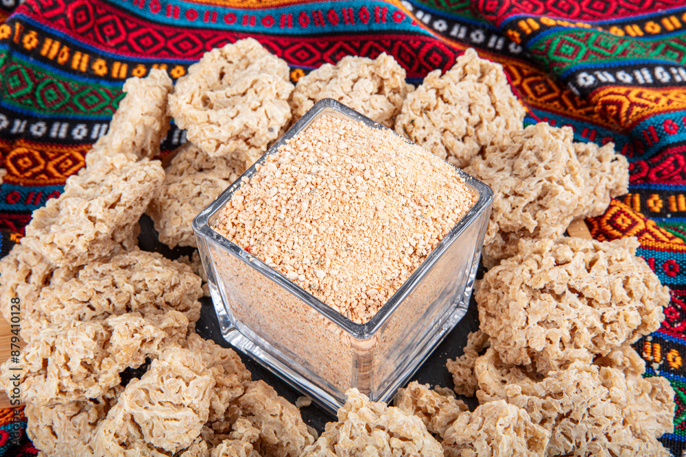 Traditional Anatolian chips (Turkish name is Tarhana). Pieces of the ...