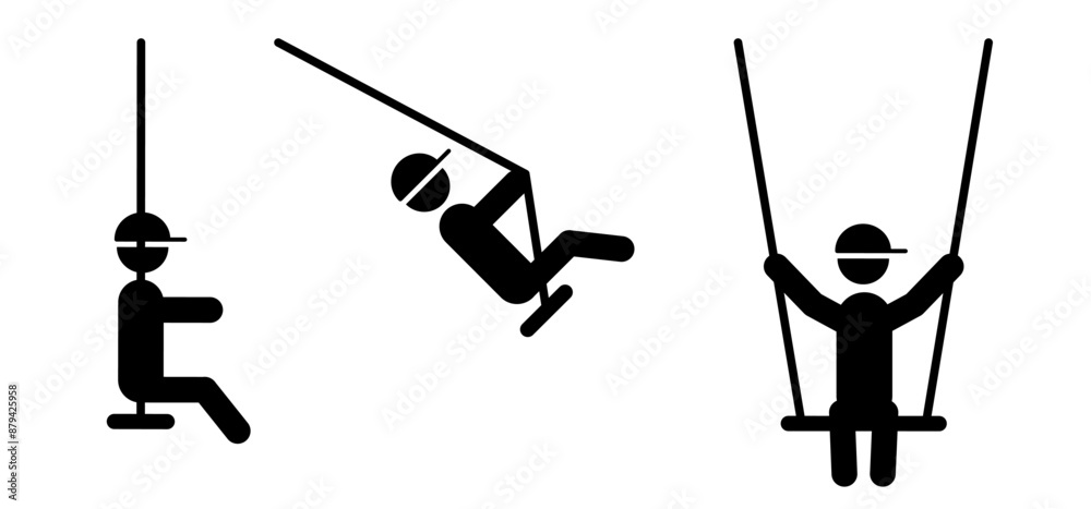 Children swing on swing. Stickman play swinging on a swing. Stick ...