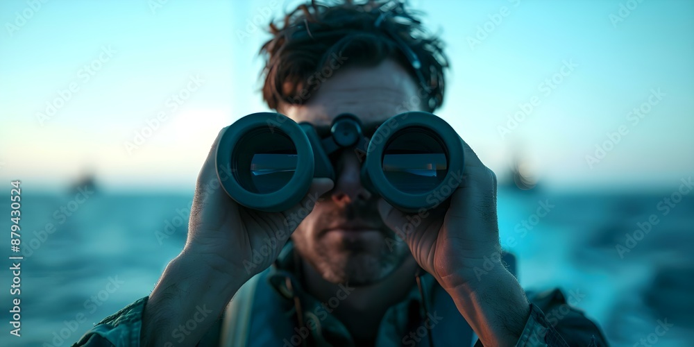 Third Officer scans horizon with binoculars ensuring safety from ...