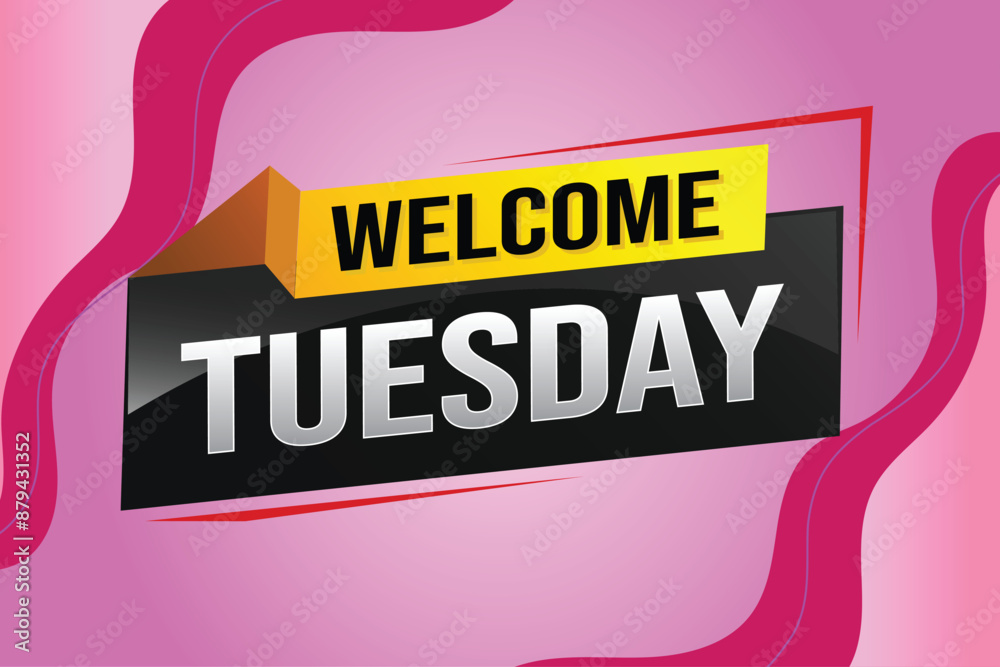 welcome Tuesday word text concept icon logo sign symbol vector day note ...
