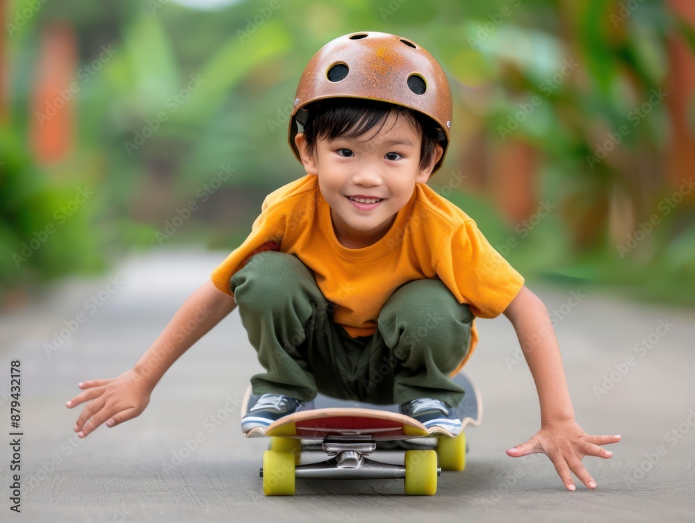 Young Boy Mastering Skateboard Skills, Showing Incredible Board Power ...
