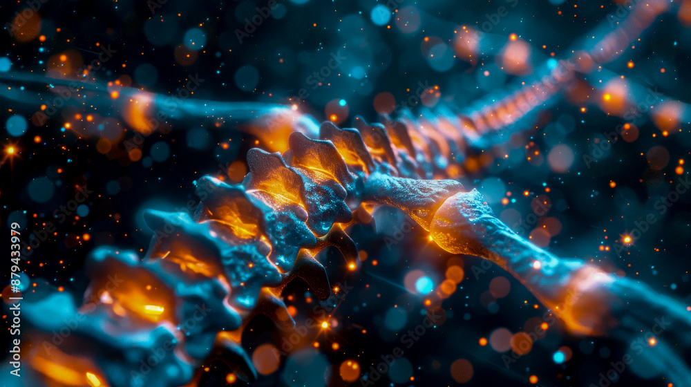 Human Spine Showing Vertebrae Spinal Cord Nerve Branches