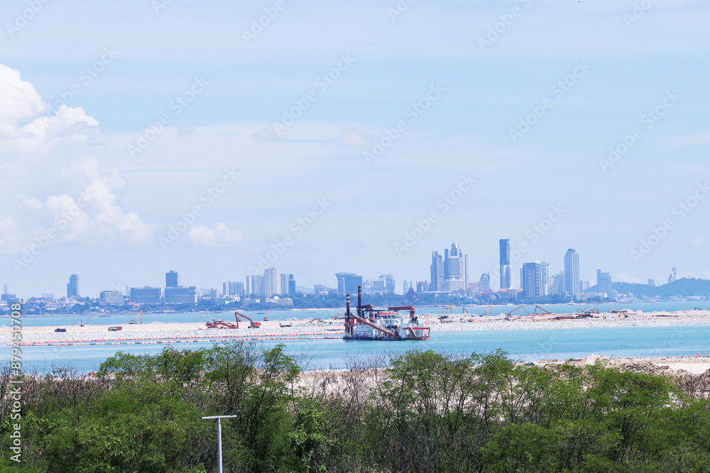Construction of large port in Thailand's economic zone. Construction ...