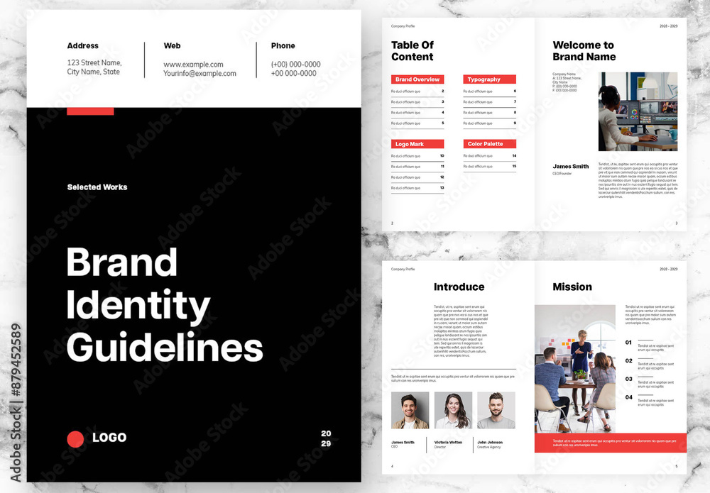 Red And Black Brand Guidelines Stock Template | Adobe Stock