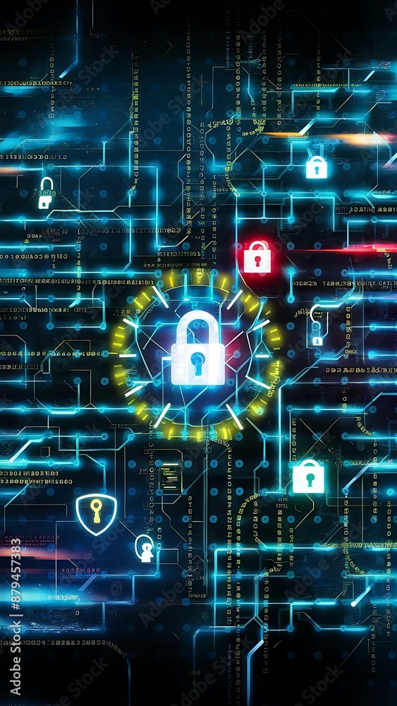 cybersecurity experts blockchain Key Formed from Binary Code Goes Into an Abstract Lock ...