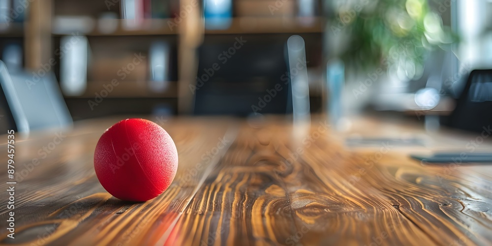 Empty office desk with stress ball symbolizing workplace pressure and ...