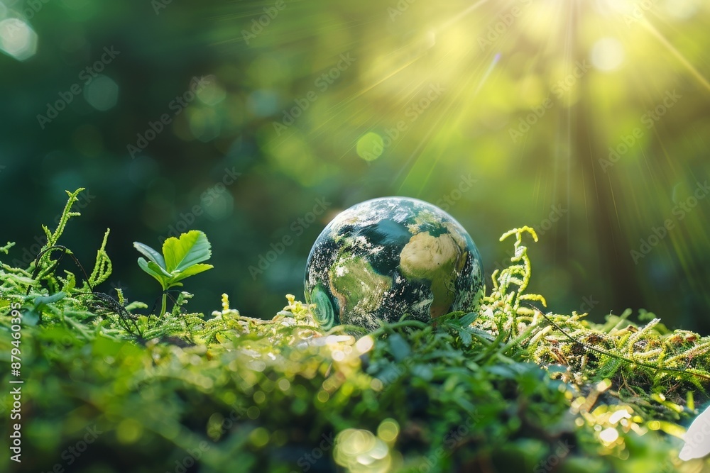 Forest Globe - Environmental Concept with Moss and Earth Globe. AI ...