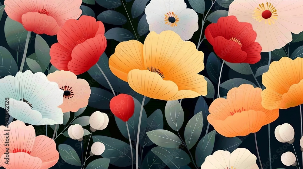 Abstract background of colorful nature scenes featuring vibrant floral ...