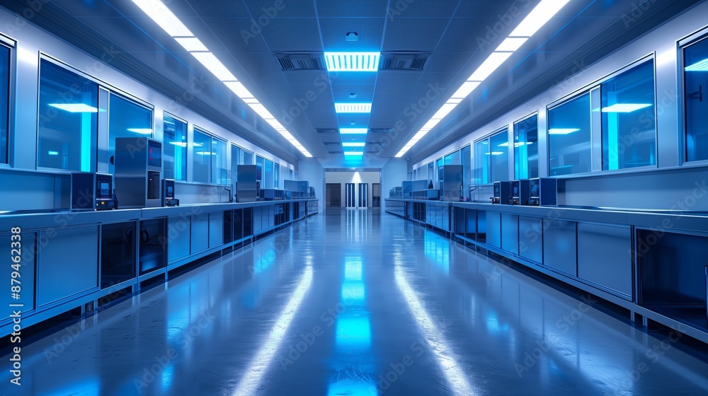 High-Tech Laboratory with Blue Lighting. State-of-the-art laboratory ...