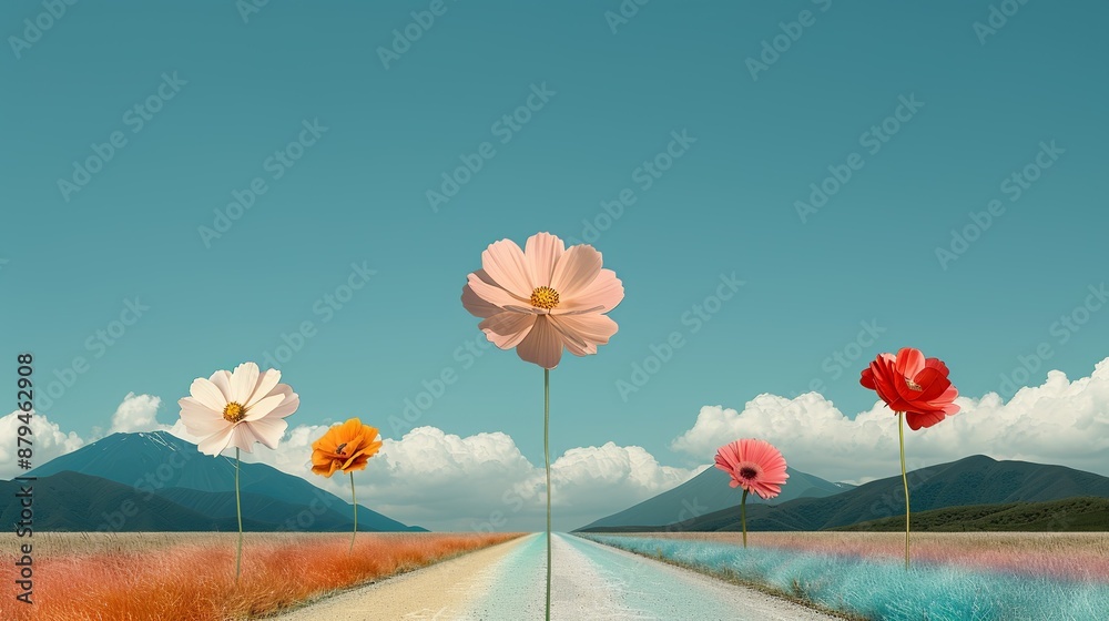 Abstract background of colorful nature scenes with vibrant floral ...