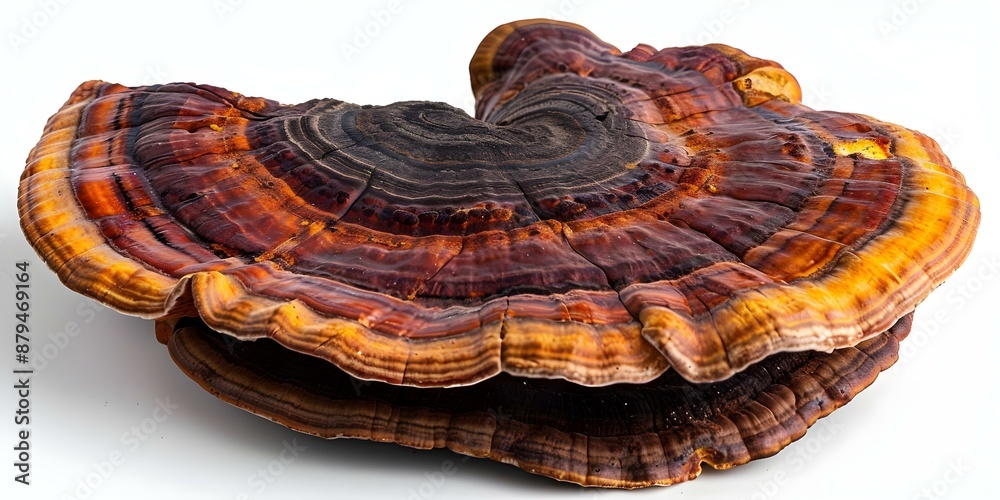 Reishi mushroom Ganoderma lucidum isolated on a white background ...