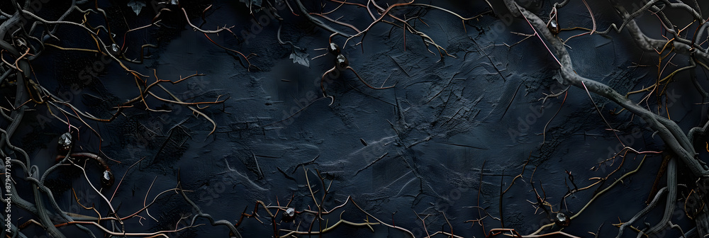 Gothic Dark Fantasy Background Composed of Dry Branches, Thorns, and ...