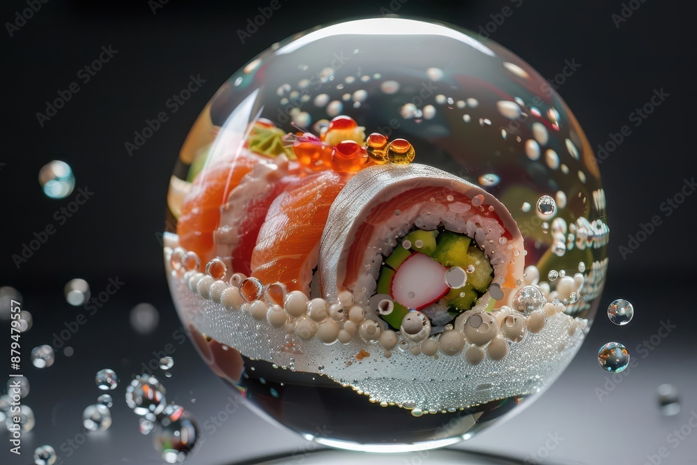 molecular gastronomy sushi deconstructed sushi elements floating in a ...
