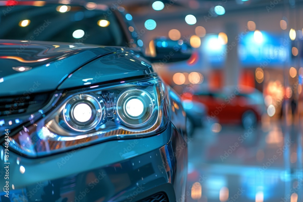 headlights close-up, car dealership, auto theme. Beautiful simple AI ...