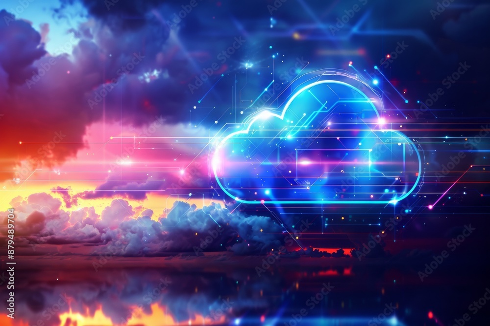 Modern Design Futuristic Cloud Computing Network - Connected Devices ...