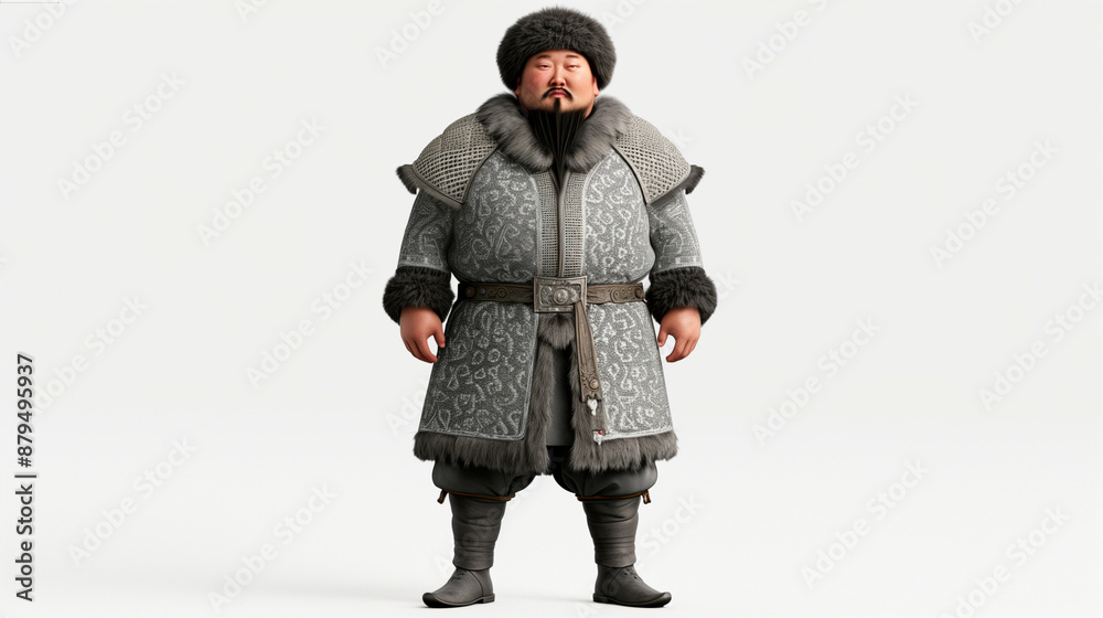 Realistic style, Genghis Khan, full body, felt hat, Mongolian war robe ...