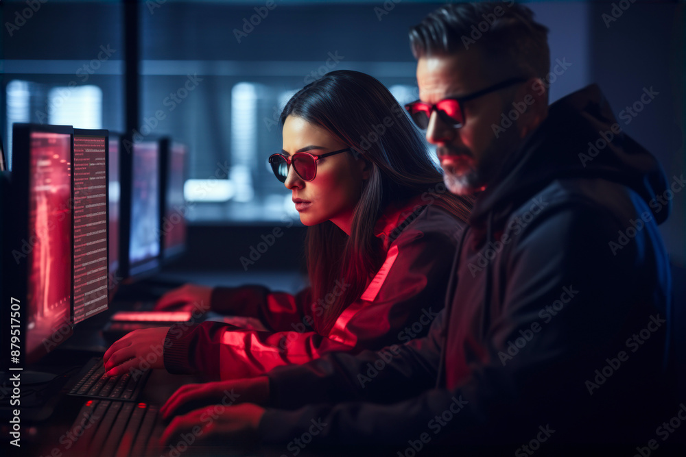 Red team specialists. Cybersecurity Operations Center. Team of experts ...
