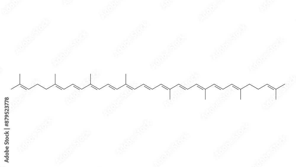 Poster lycopene molecule, structural chemical formula, ball-and-stick ...