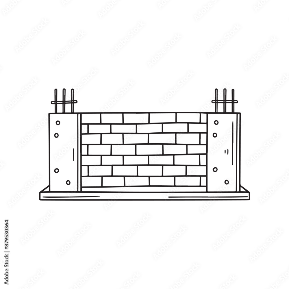 Illustration Doodle of a concrete wall with formwork and rebar Stock ...