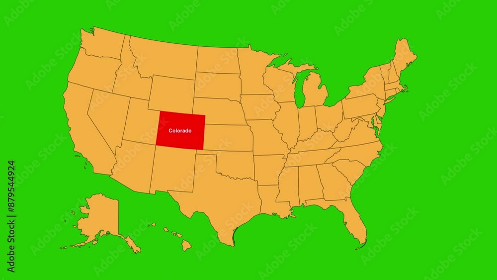 Colorado map animated video. Map Highlighted on the USA map with ...