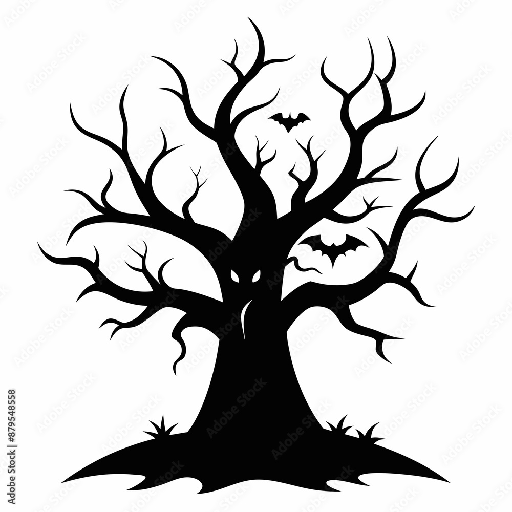 Gothic tree vector illustration, Halloween tree vector art, tree ...