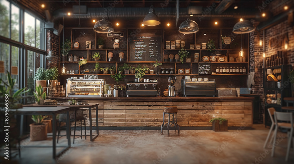 cafe interior Layout in a loft style in dark colors open space interior ...