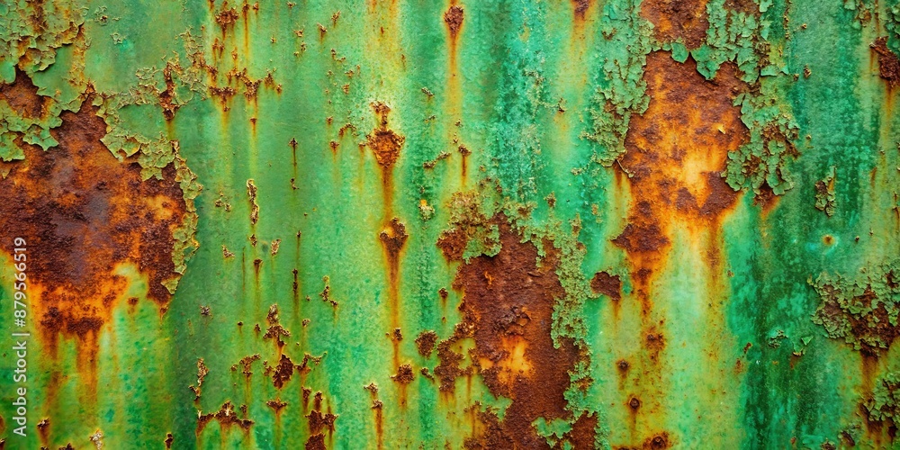 Rusty Green Metal Texture A Close-Up of Peeling Paint and Corrosion ...