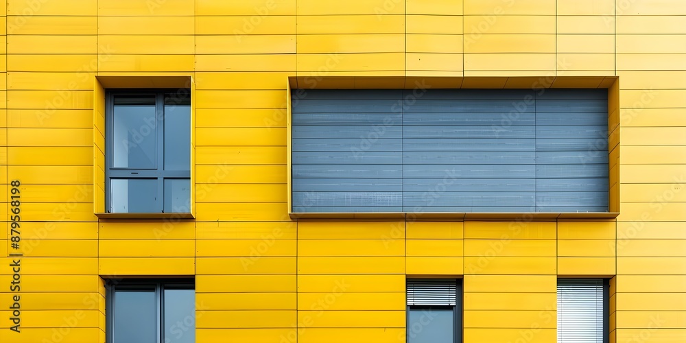 Contemporary police station with blue and yellow wood architectural ...